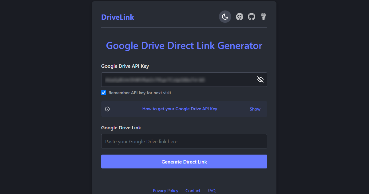 DriveLink - Direct Link Generator for Google Drive Files